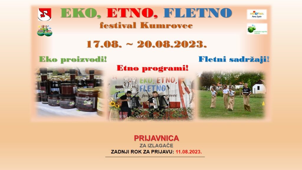 Prijavnica za izlagače – Eko, etno, fletno festival Kumrovec 2023. – Općina Kumrovec